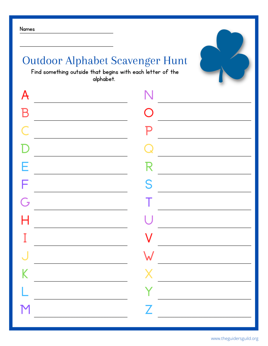 Alphabet Nature Hunt for Sparks and Brownies – The Guider's Guild